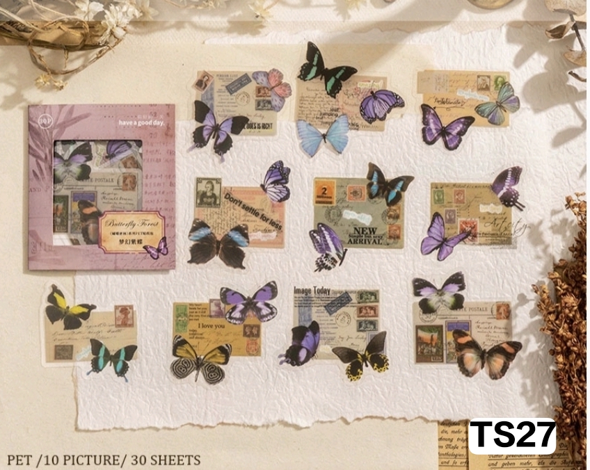 Arteria. Transparent Sticker Cutouts-Butterfly Forest- Purple