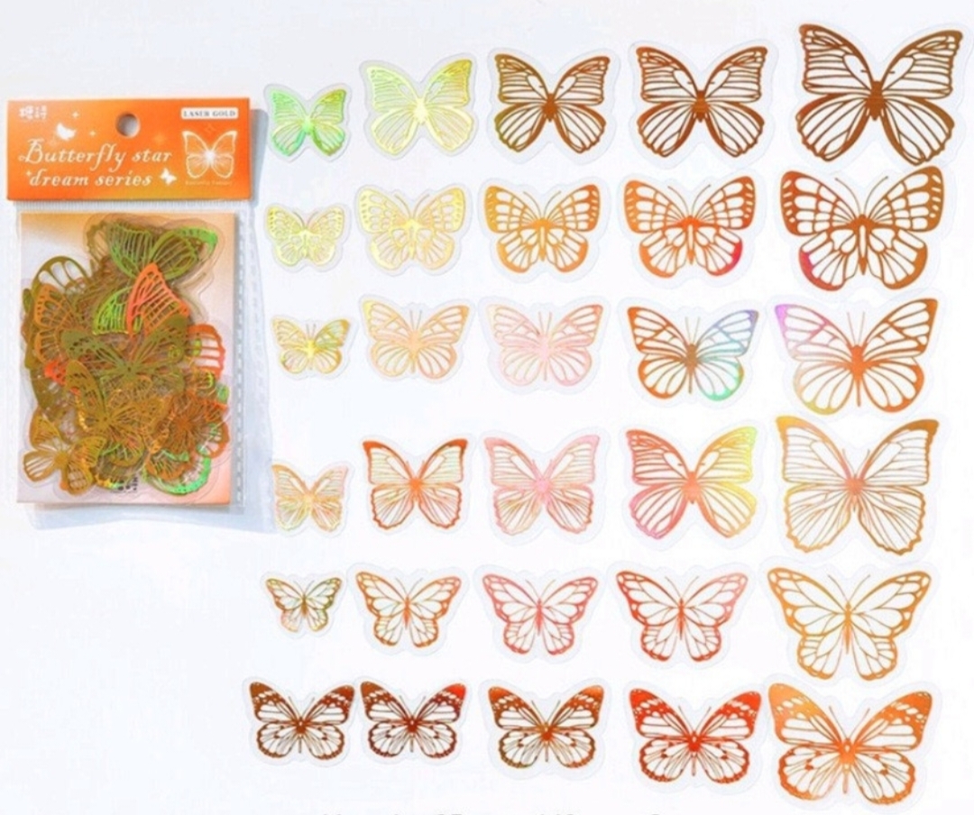 Arteria. Transparent Sticker Cutouts- Holographic Gold